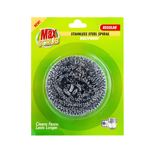 MAX SCRUB REGULAR STAINLESS STEEL SPIRAL 2IN1 SMALL – Nazar Jan's ...
