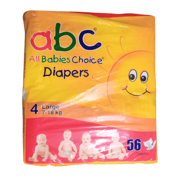 ABC DIAPERS LARGE SIZE 4 7-18KG 56PCS – Nazar Jan's Supermarket