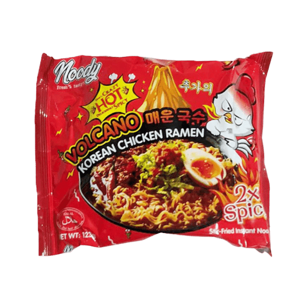 NOODY VOLCANO HOT KOREAN CHICKEN FLAVOR RAMEN 2X SPICY NOODLE 123GM ...